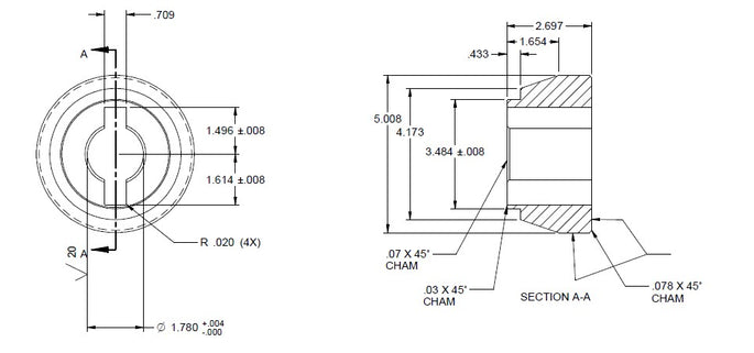 Keyed Flighting Bushing; Extra Long – DTI Warehouse